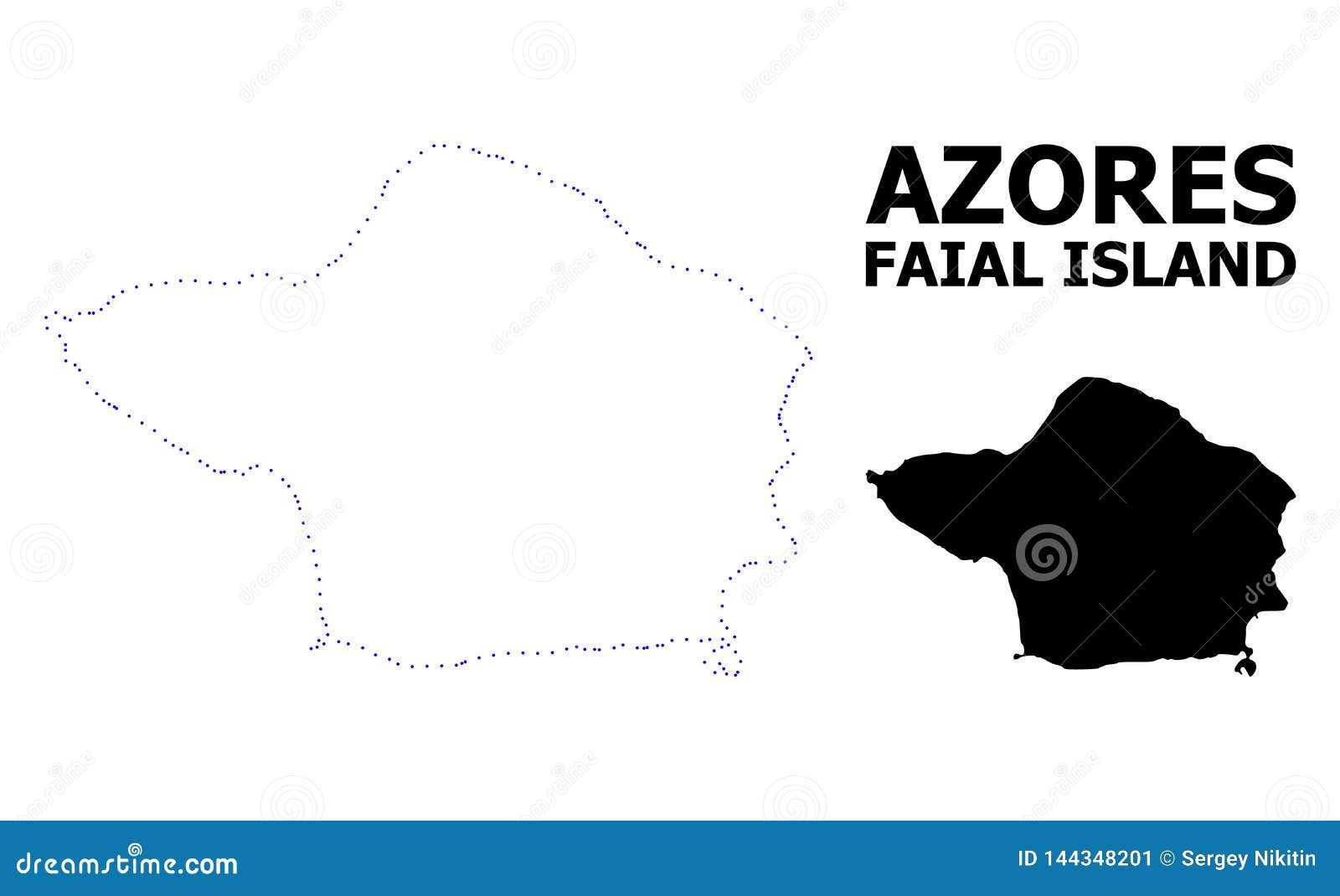 Vector Contour Dotted Map of Faial Island with Name Stock Vector ...