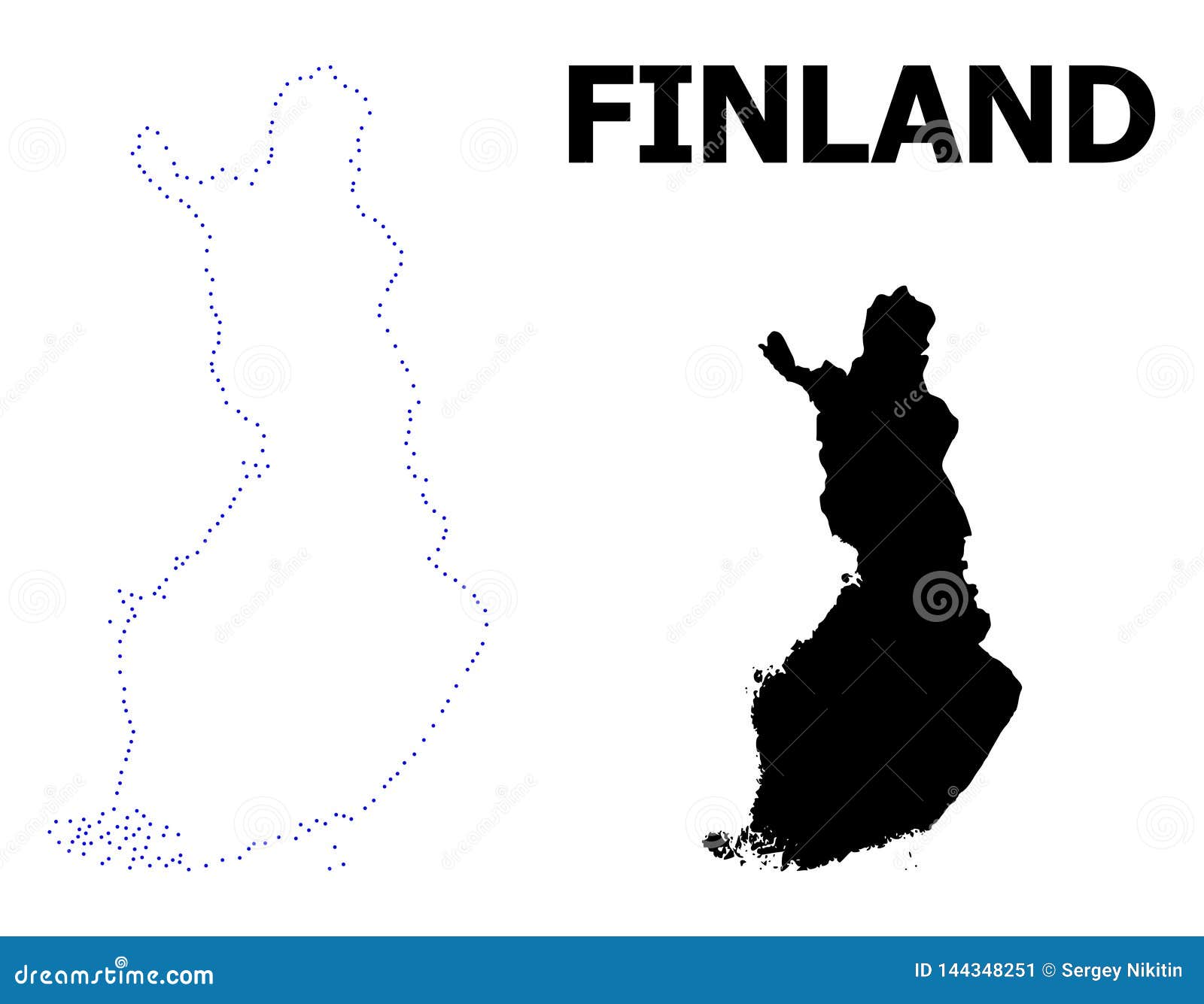 Vector Contour Dotted Map of Finland with Caption Stock Vector ...