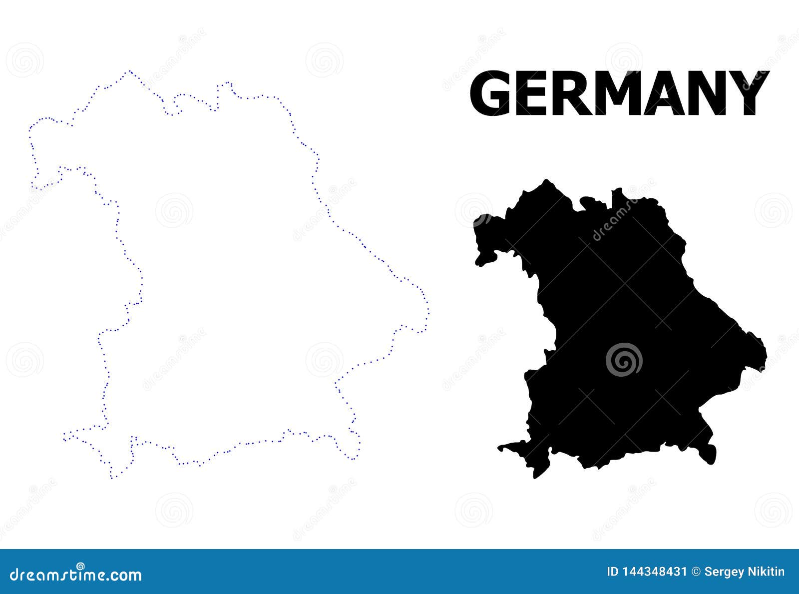 Vector Contour Dotted Map of Germany with Name Stock Vector ...