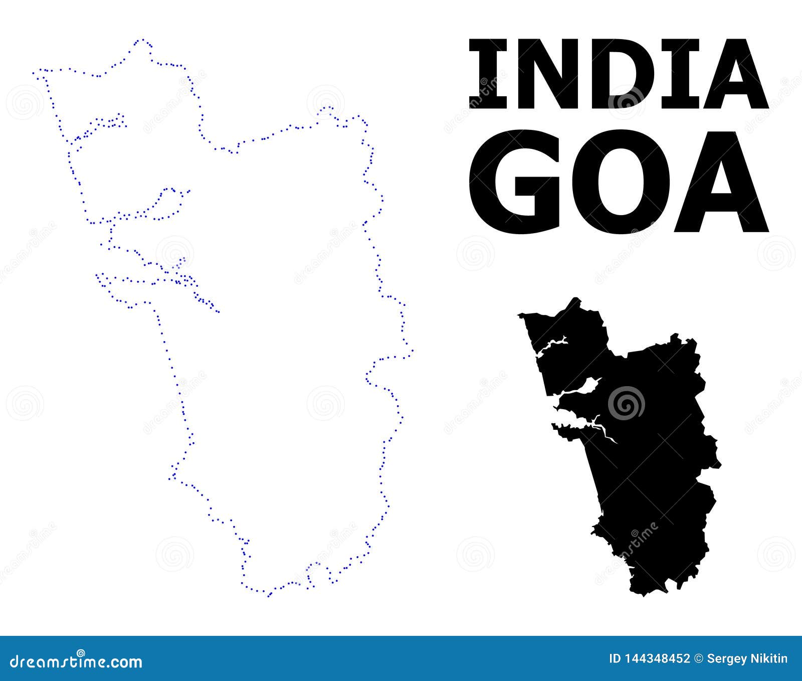 Vector Contour Dotted Map of Goa State with Name Stock Vector ...