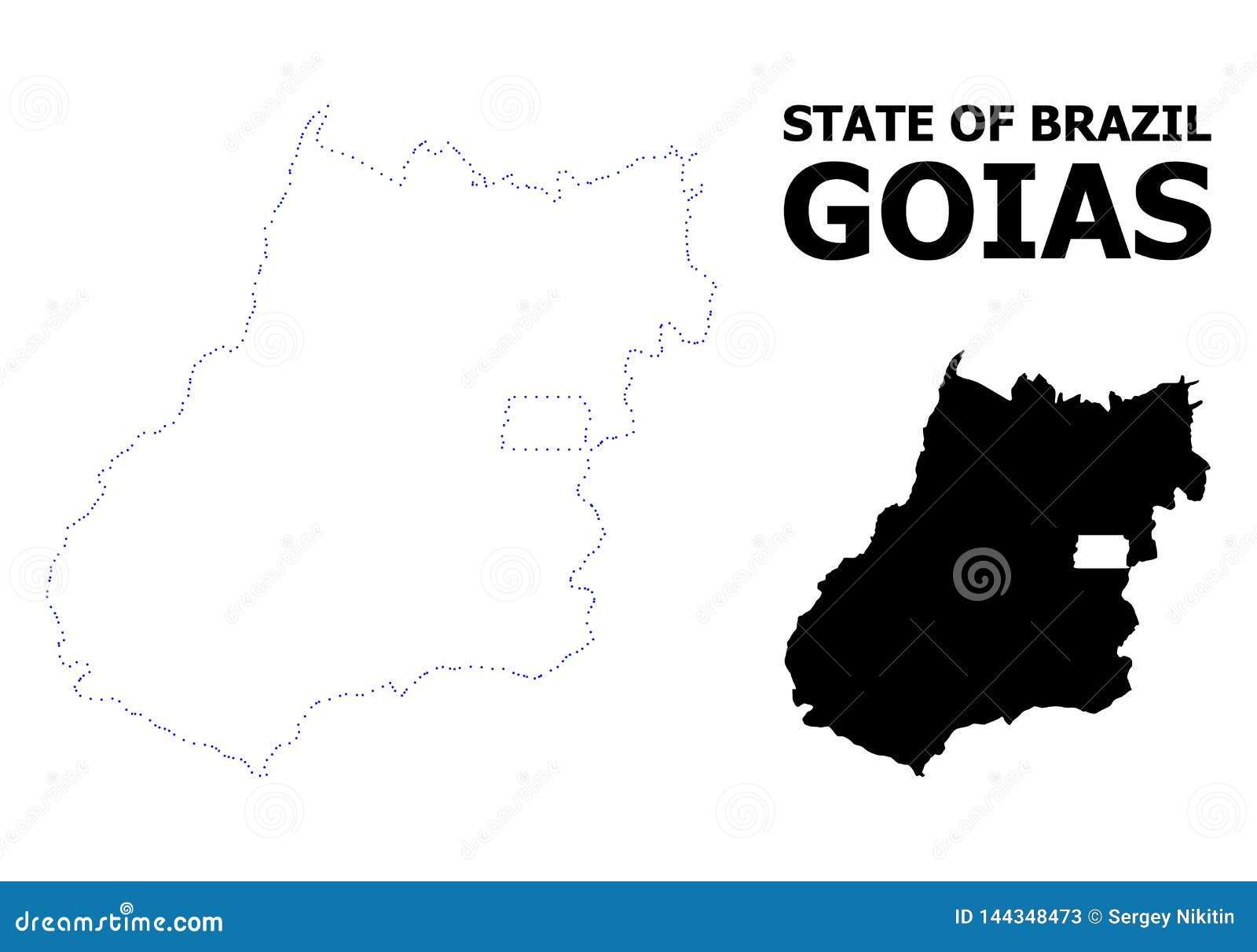 Vector Contour Dotted Map of Goias State with Caption Stock Vector ...