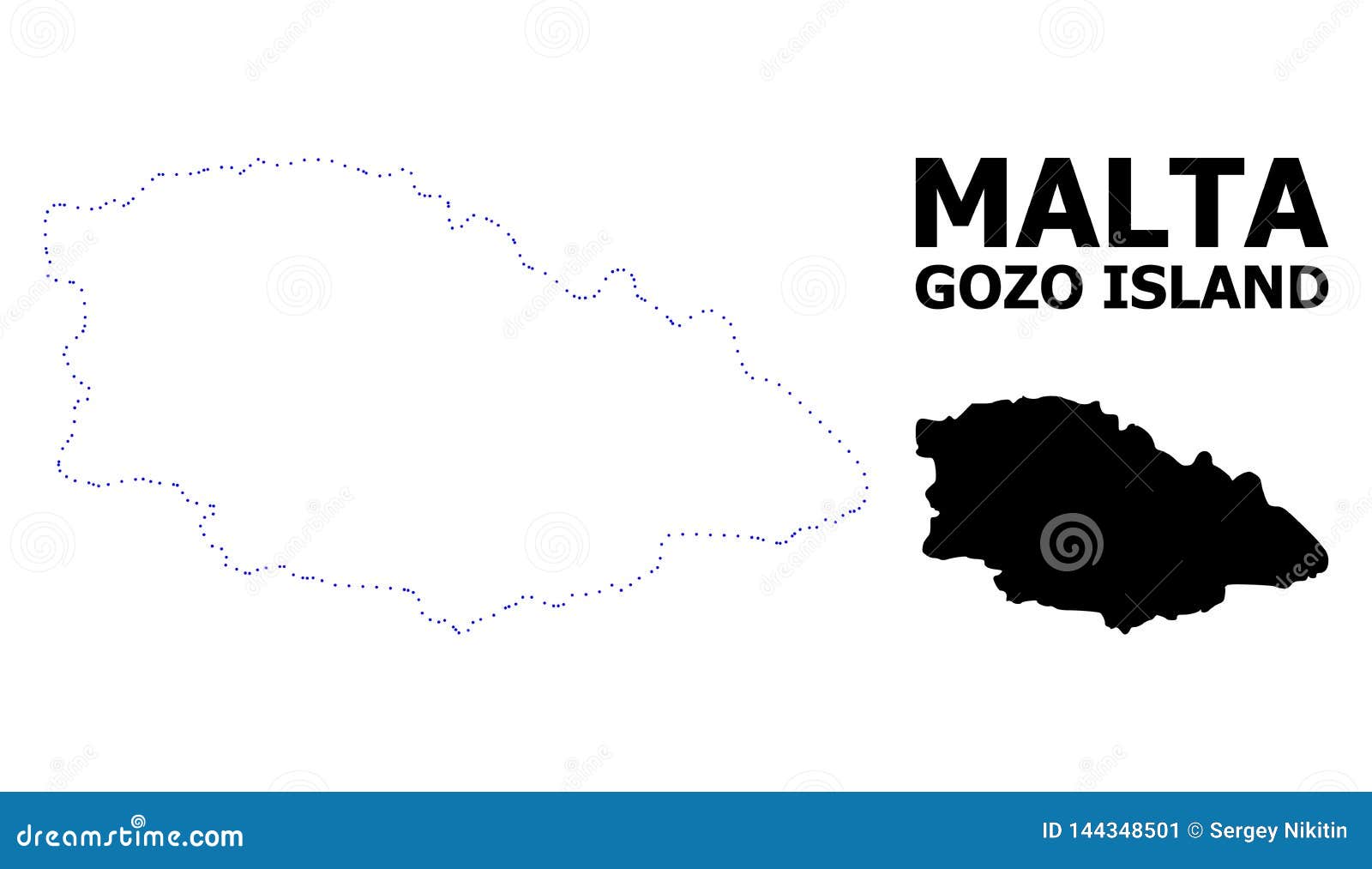 Vector Contour Dotted Map of Gozo Island with Caption Stock Vector ...