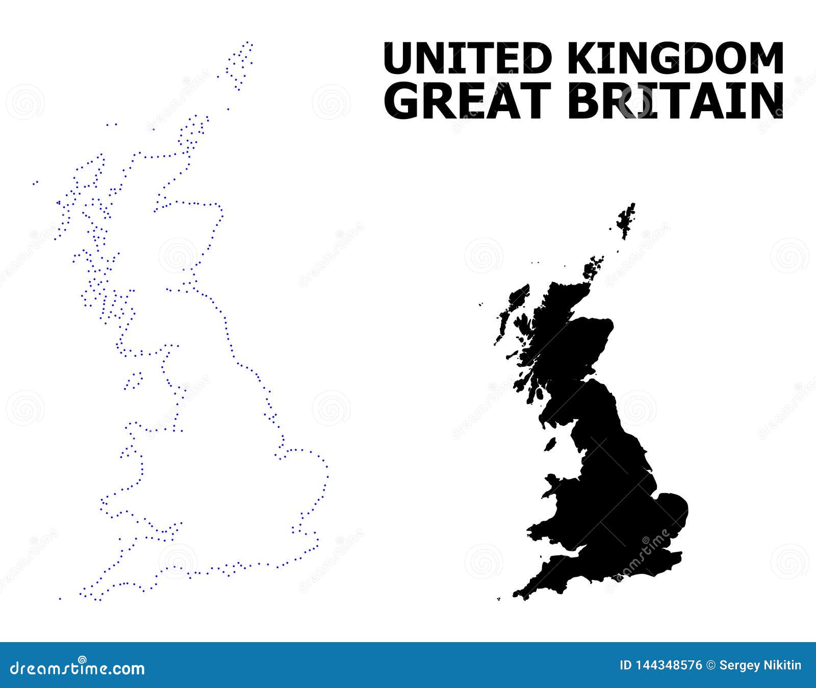 Vector Contour Dotted Map of Great Britain with Caption Stock Vector ...