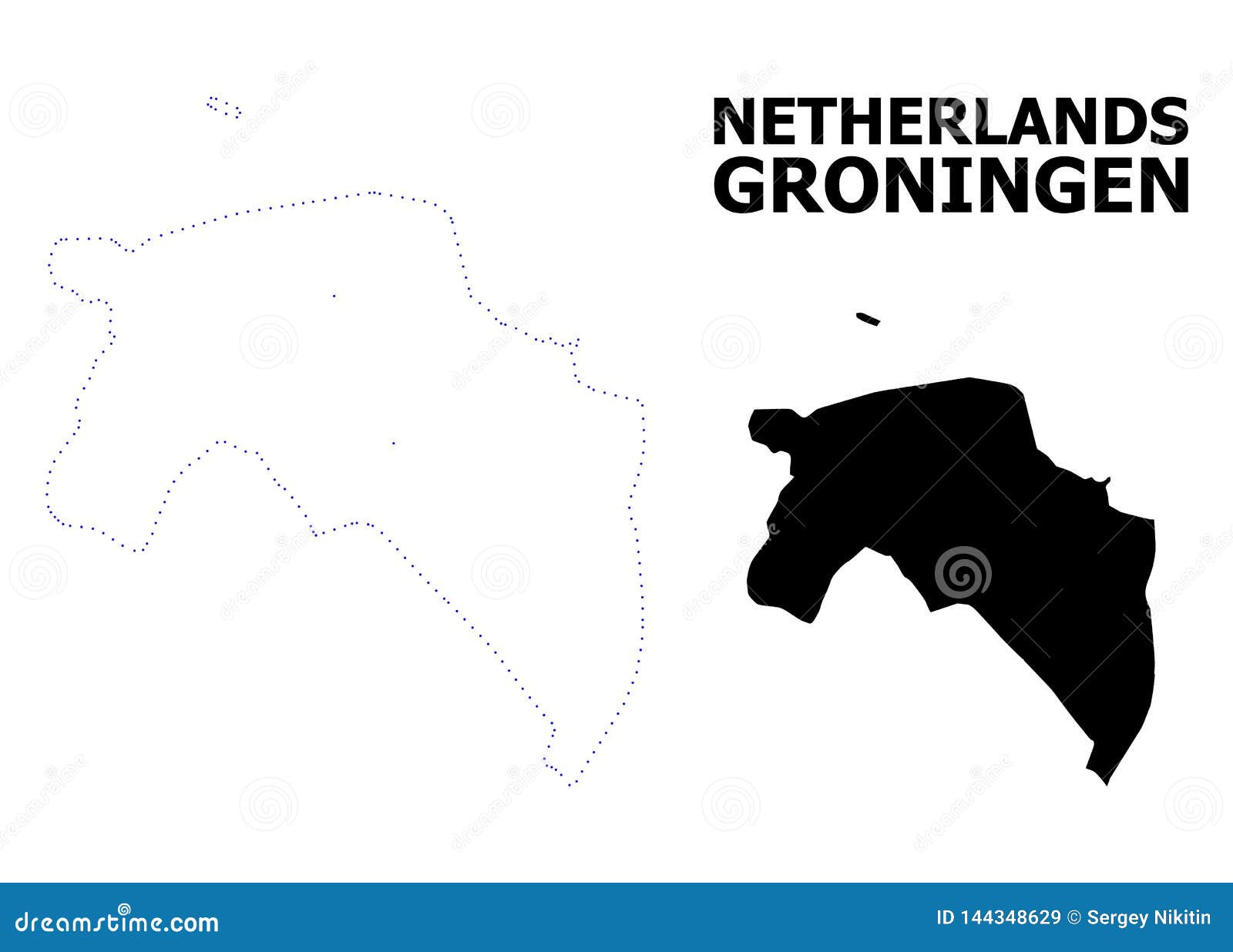 Vector Contour Dotted Map of Groningen Province with Caption Stock ...