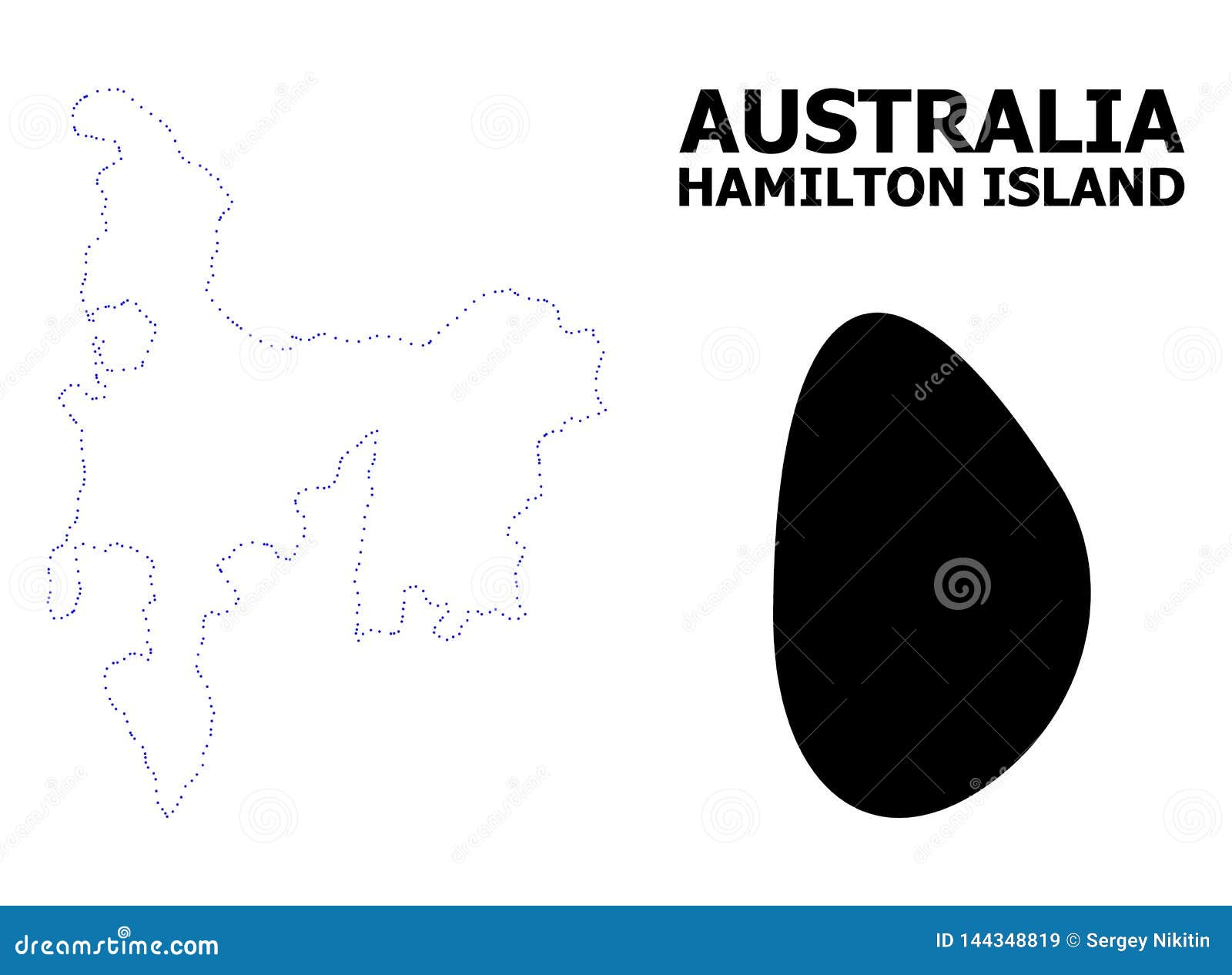 Vector Contour Dotted Map of Hamilton Island with Name Stock Vector ...