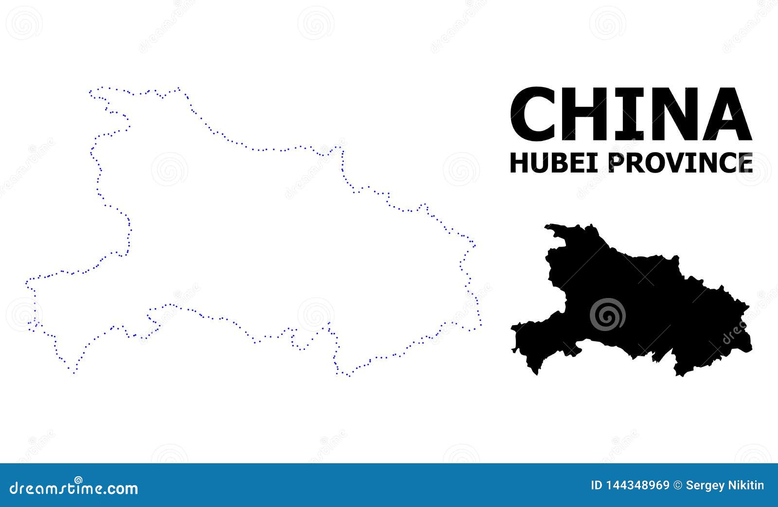 Vector Contour Dotted Map of Hubei Province with Name Stock Vector ...