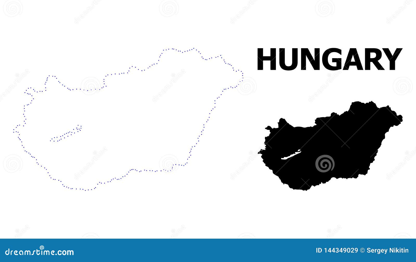 Vector Contour Dotted Map of Hungary with Caption Stock Vector ...