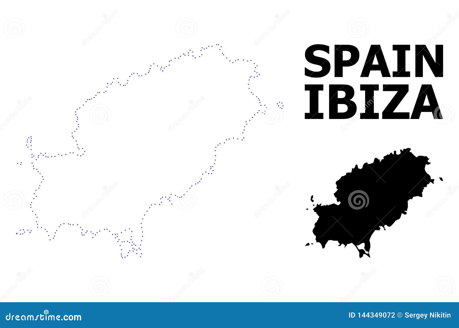 Vector Contour Dotted Map of Ibiza Island with Name Stock Vector ...