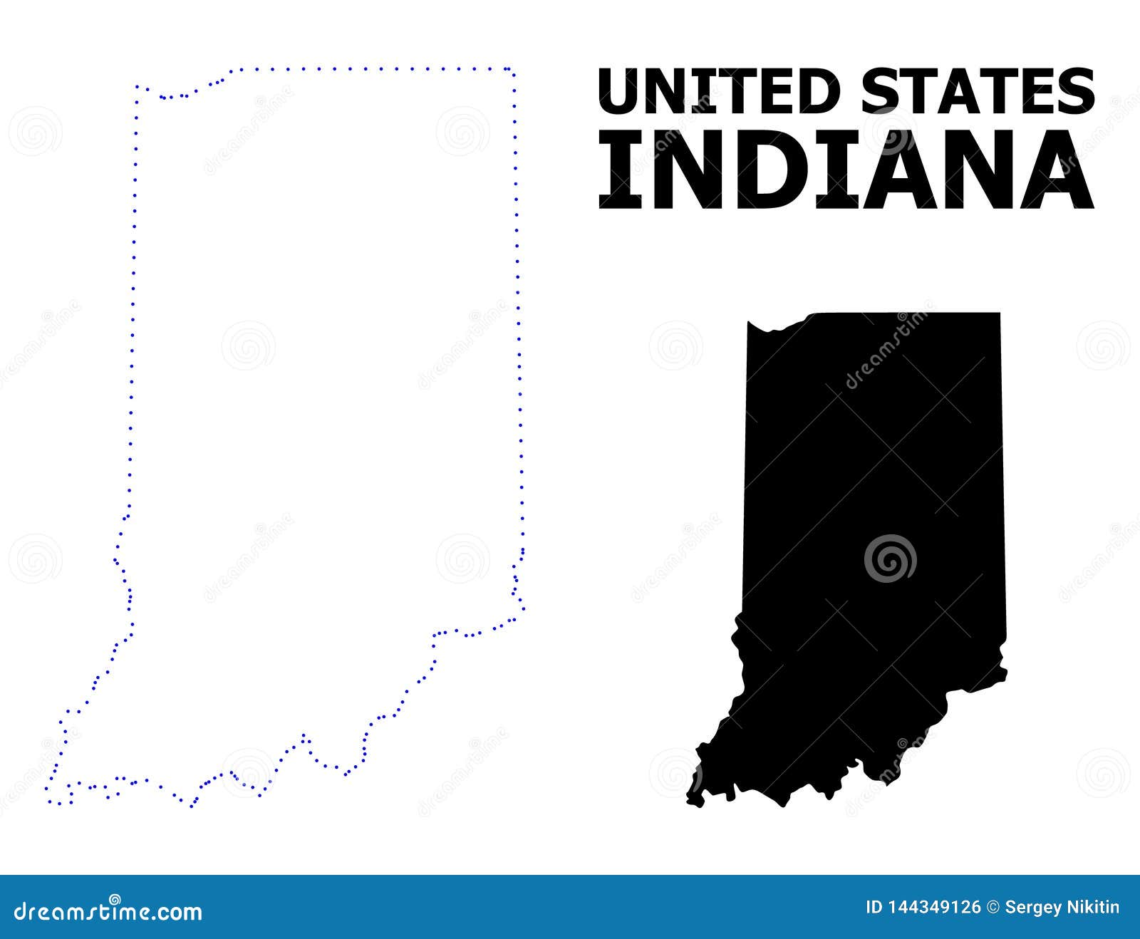 Vector Contour Dotted Map of Indiana State with Caption Stock Vector ...