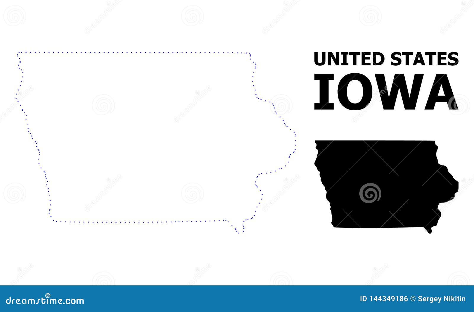Vector Contour Dotted Map of Iowa State with Name Stock Vector ...