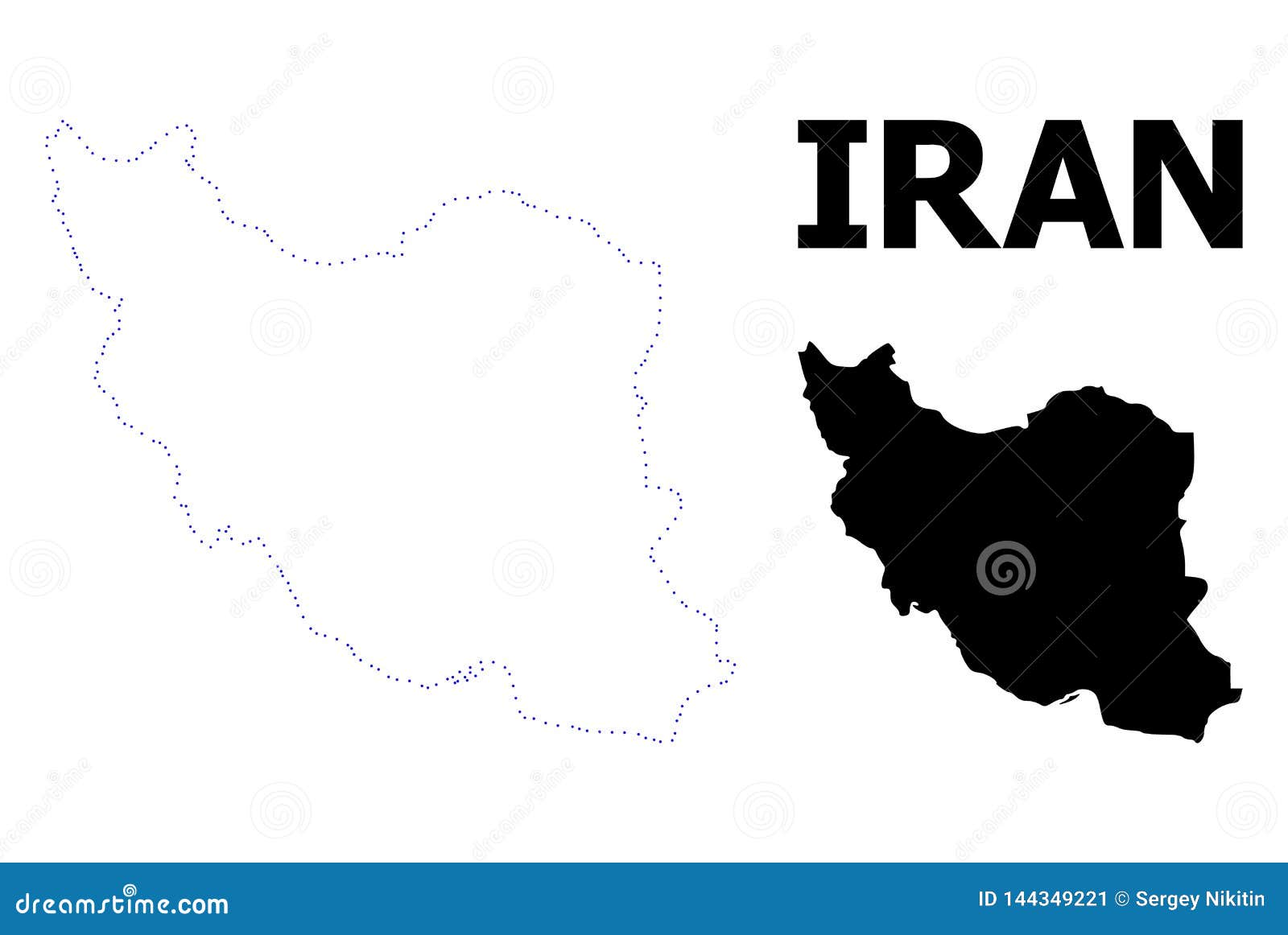 Vector Contour Dotted Map of Iran with Caption Stock Vector ...