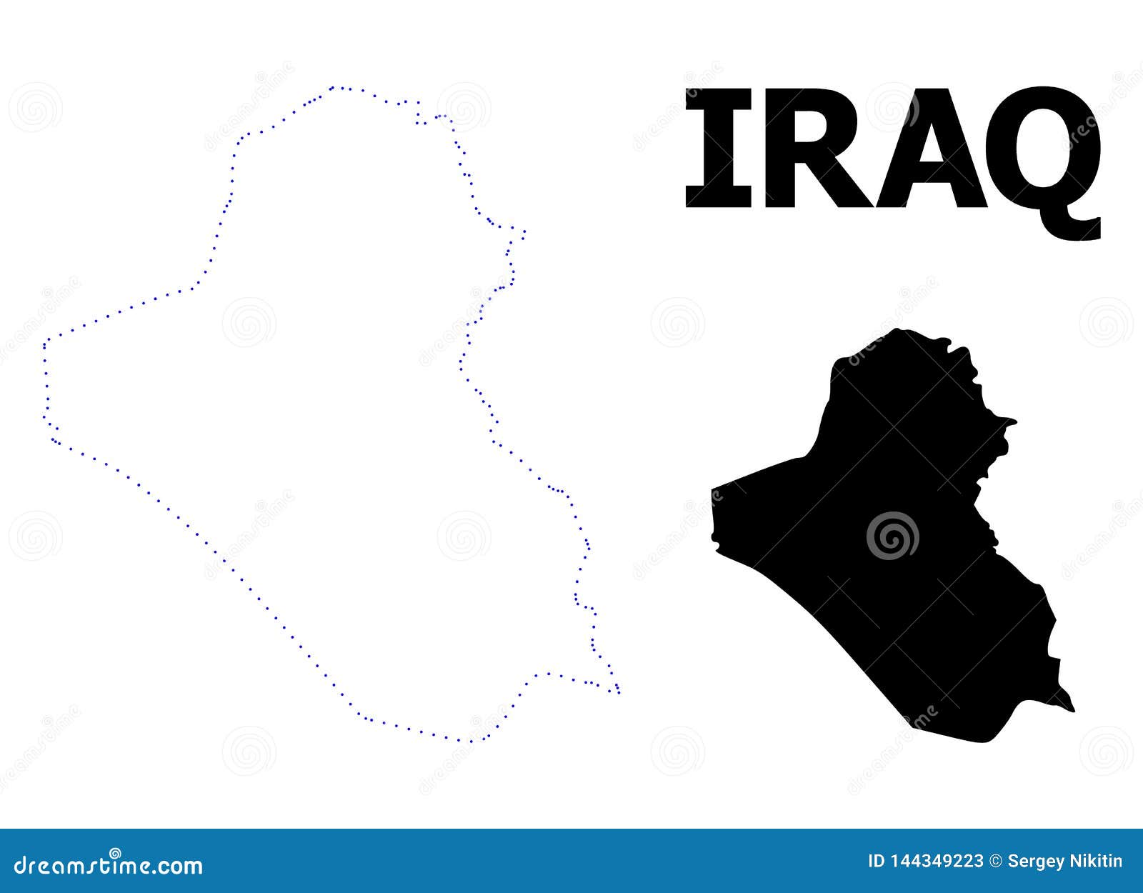 Vector Contour Dotted Map of Iraq with Caption Stock Vector ...
