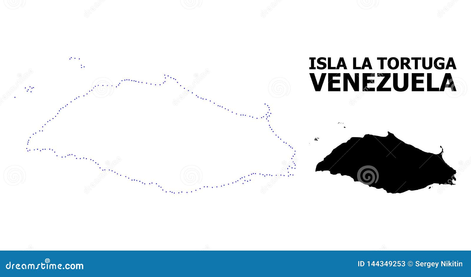 Vector Contour Dotted Map of Isla La Tortuga with Caption Stock Vector ...