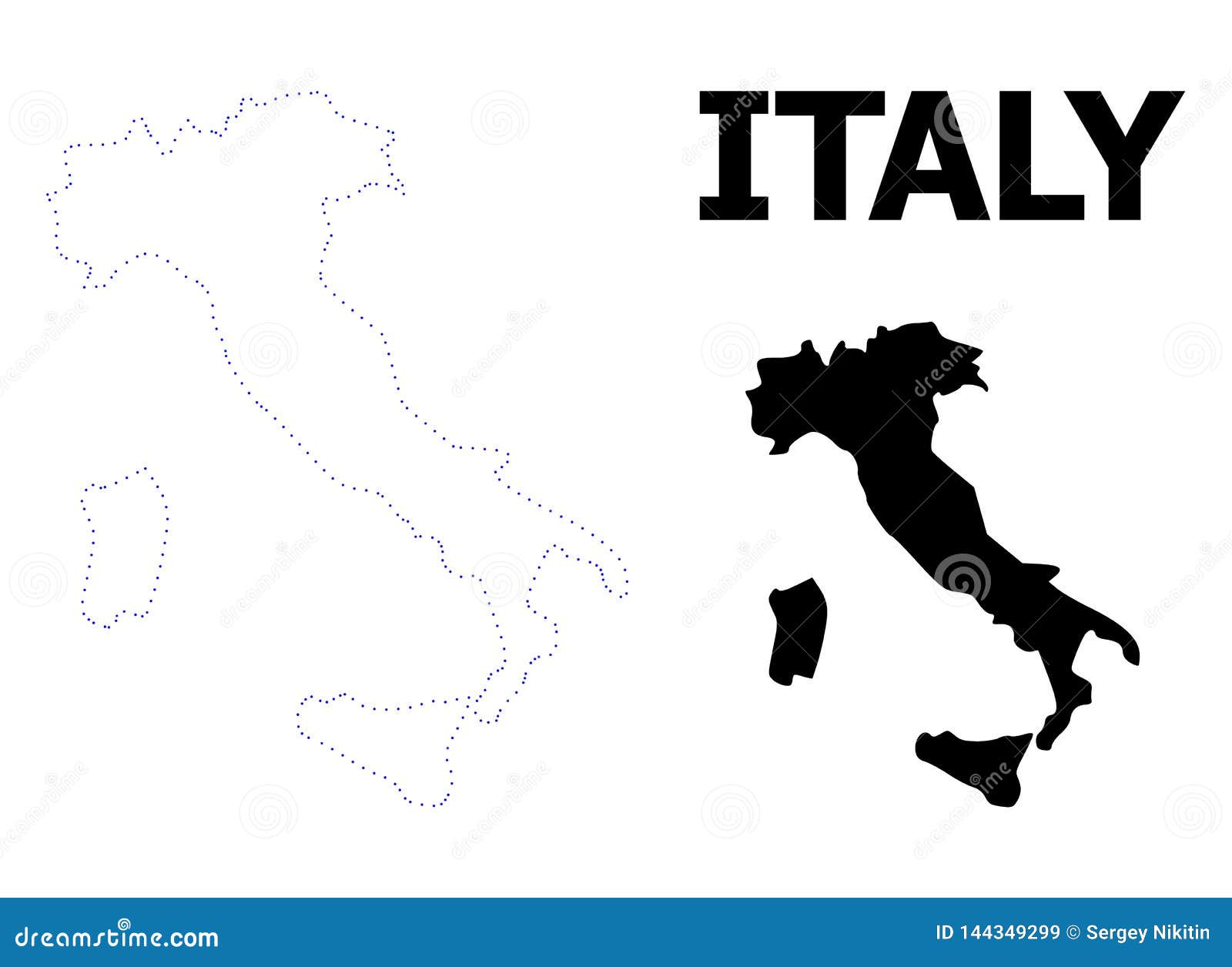 Vector Contour Dotted Map of Italy with Name Stock Vector ...