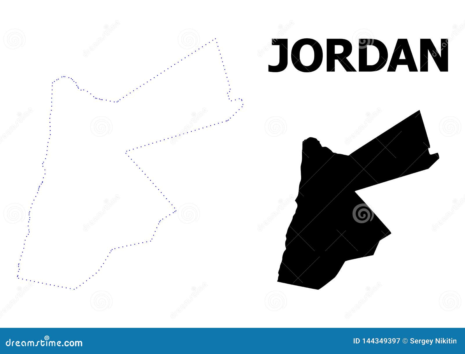 Vector Contour Dotted Map of Jordan with Name Stock Vector ...