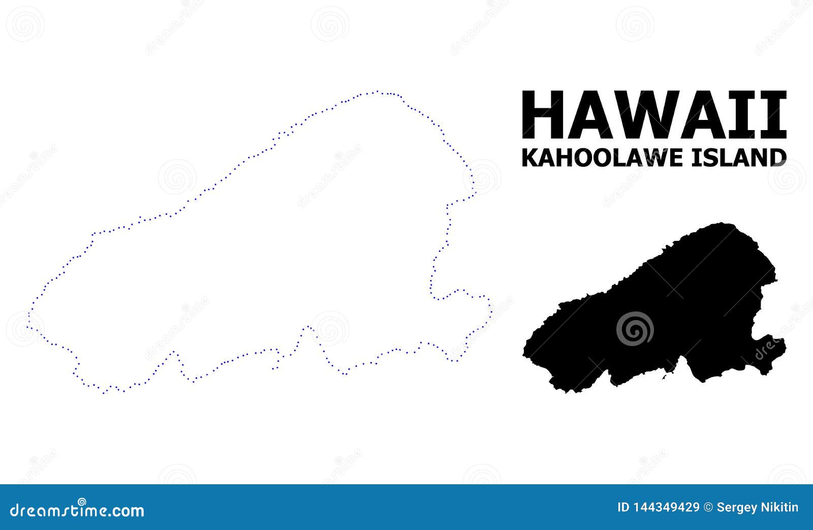 Vector Contour Dotted Map of Kahoolawe Island with Caption Stock Vector ...