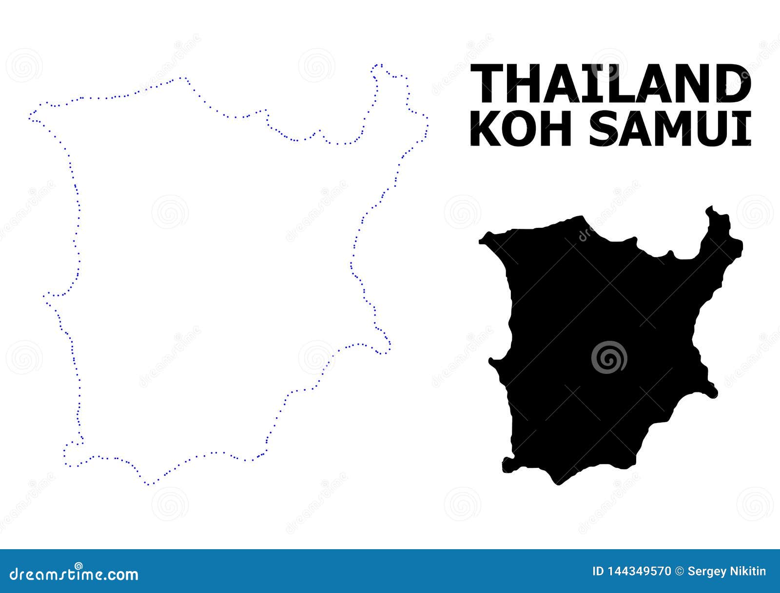 Ko Samui Dotted Map Set. Cartoon Vector | CartoonDealer.com #264276031