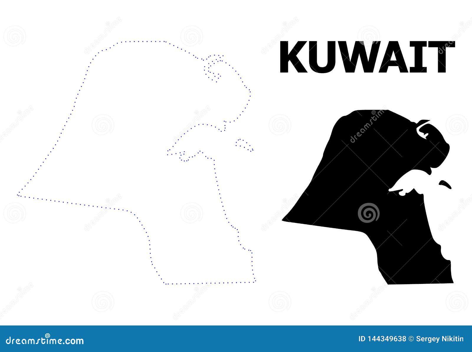 Vector Contour Dotted Map of Kuwait with Name Stock Vector ...