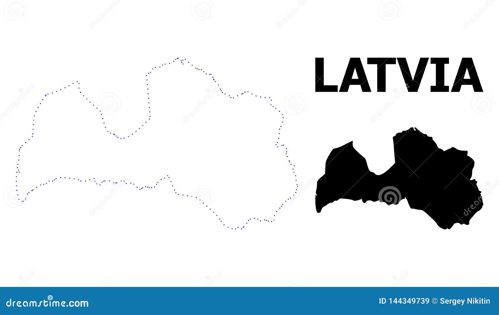 Vector Contour Dotted Map of Latvia with Name Stock Vector ...