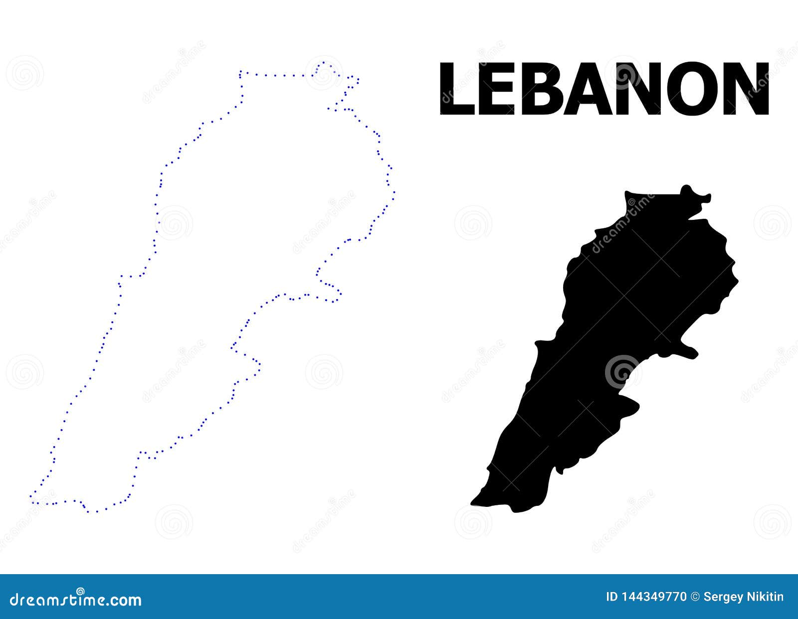 Vector Contour Dotted Map of Lebanon with Name Stock Vector ...