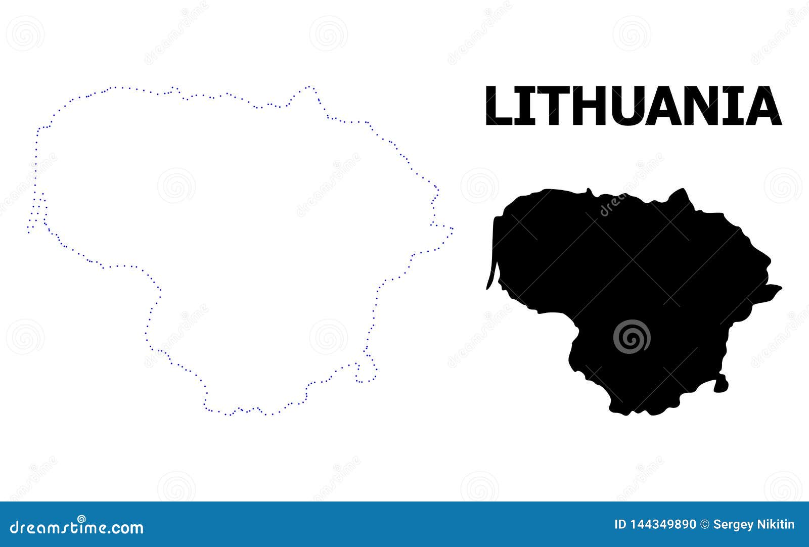 Vector Contour Dotted Map of Lithuania with Name Stock Vector ...