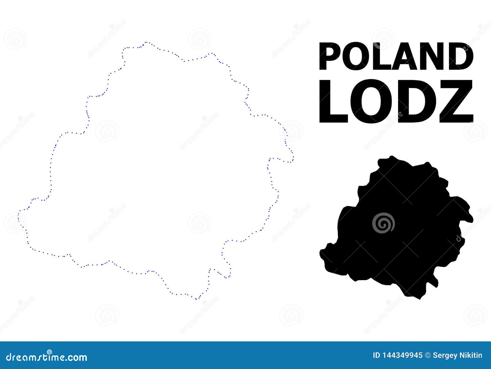 Vector Contour Dotted Map of Lodz Province with Caption Stock Vector ...