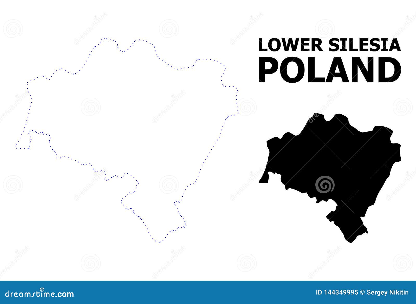 Vector Contour Dotted Map of Lower Silesia Province with Caption Stock ...