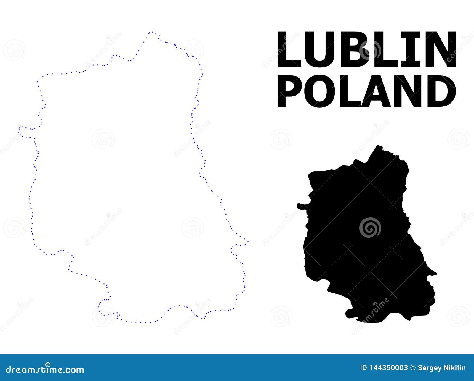 Vector Contour Dotted Map of Lublin Province with Name Stock Vector ...