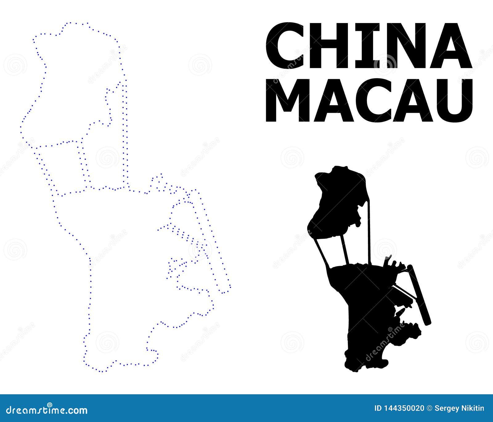 Vector Contour Dotted Map of Macau with Name Stock Vector ...