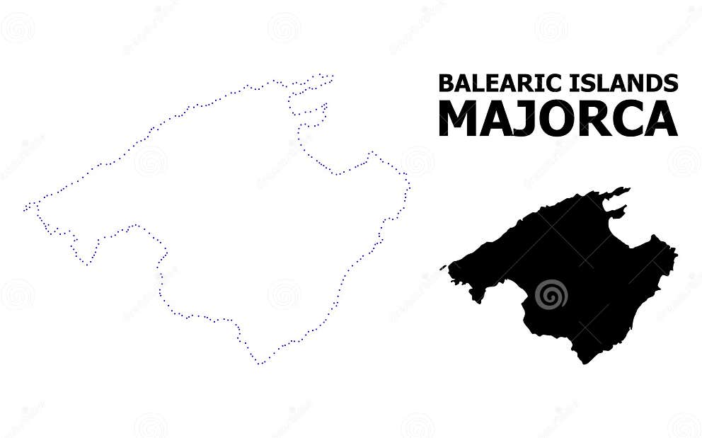 Vector Contour Dotted Map of Majorca with Name Stock Vector ...