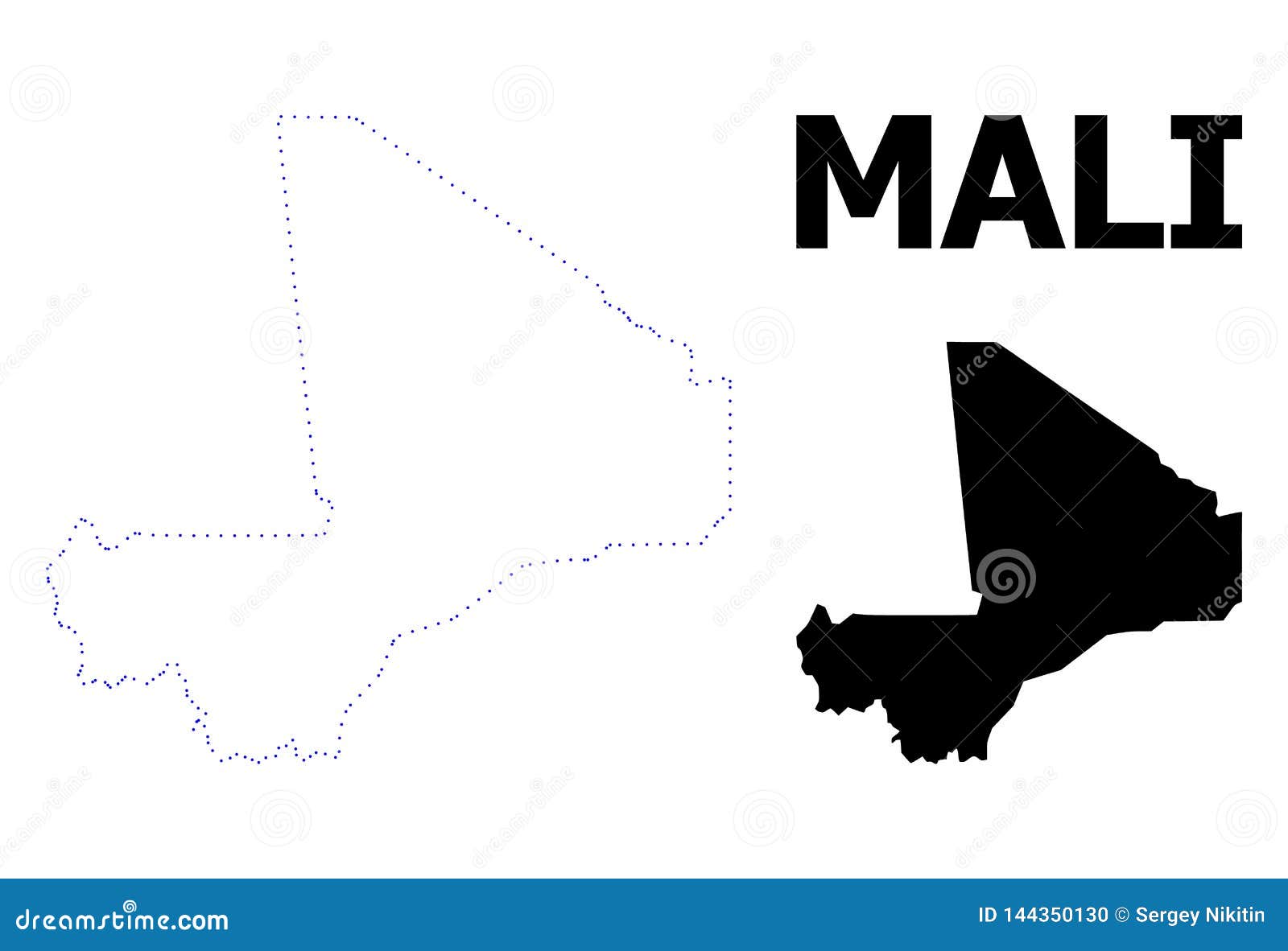 Vector Contour Dotted Map of Mali with Name Stock Vector - Illustration ...