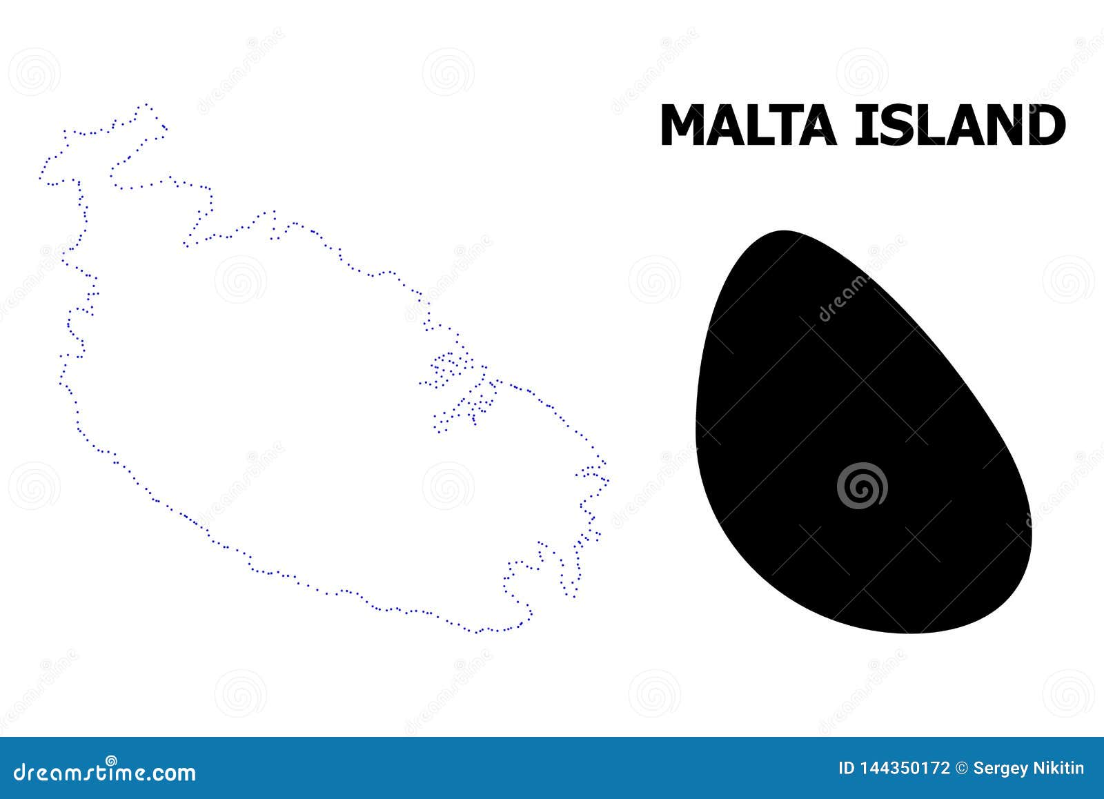 Malta Map From The Contour Classic Blue Color Brush Lines Different ...