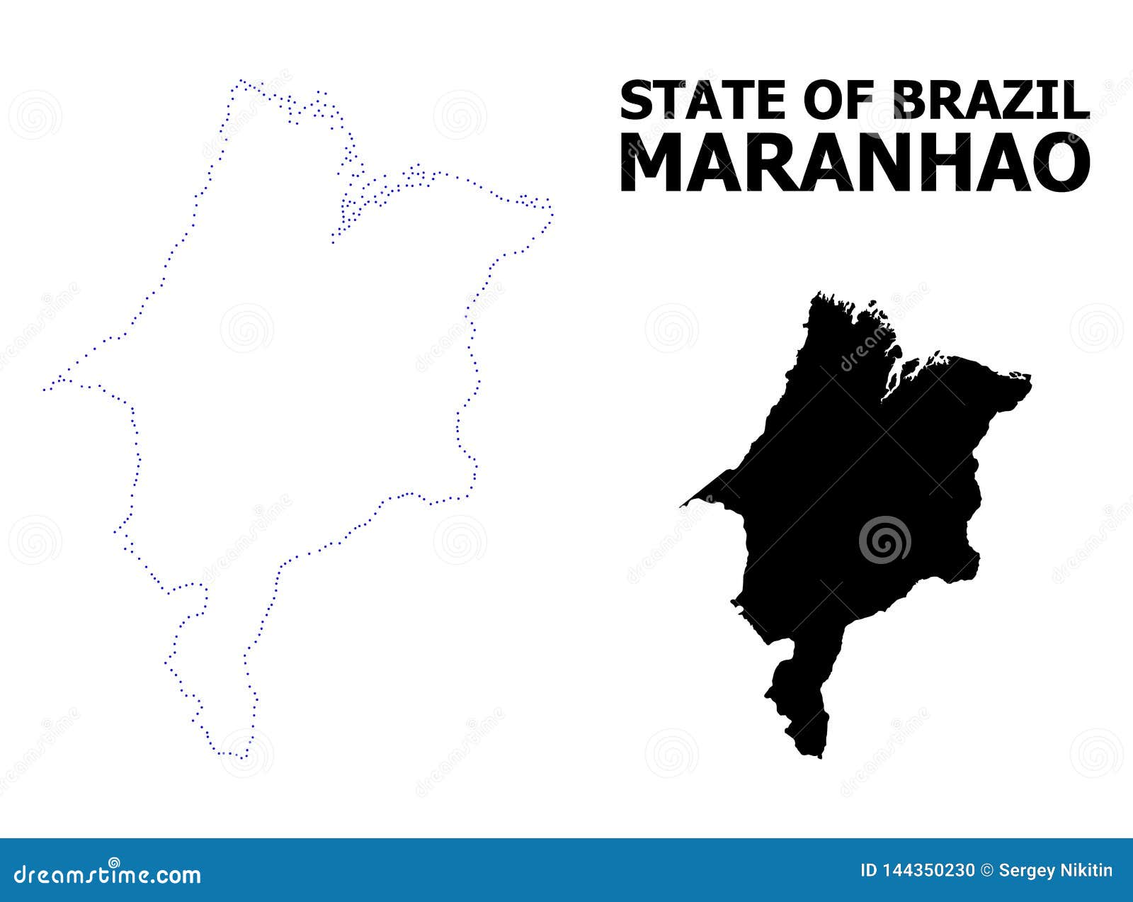 Vector Contour Dotted Map of Maranhao State with Name Stock Vector ...