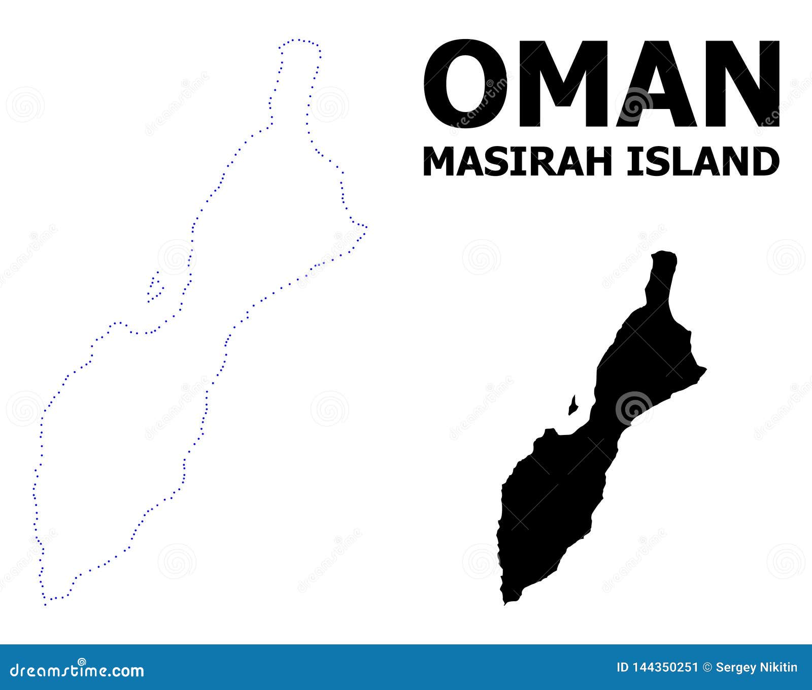 Vector Contour Dotted Map of Masirah Island with Caption Stock Vector ...