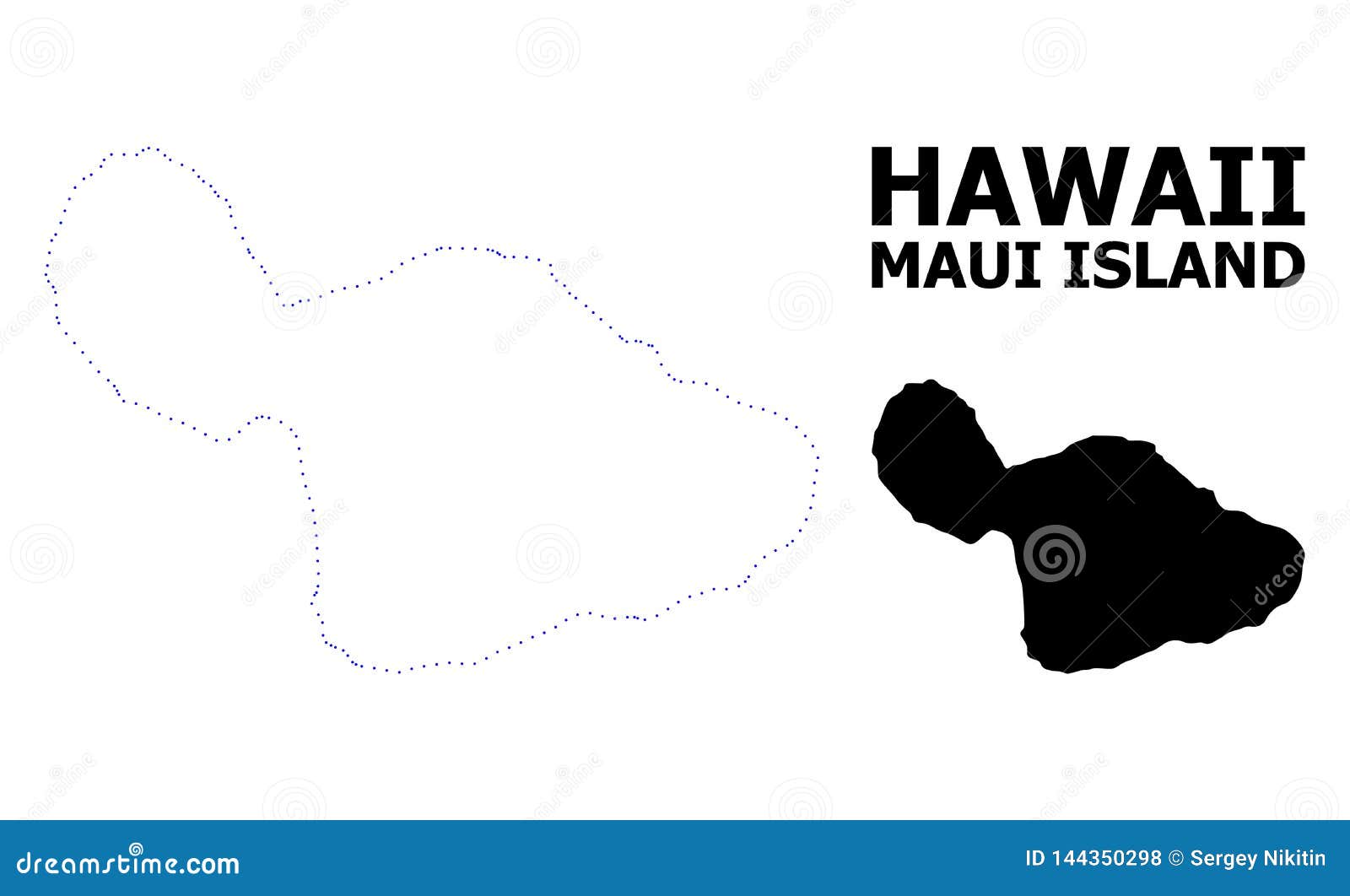 Vector Contour Dotted Map of Maui Island with Caption Stock Vector ...