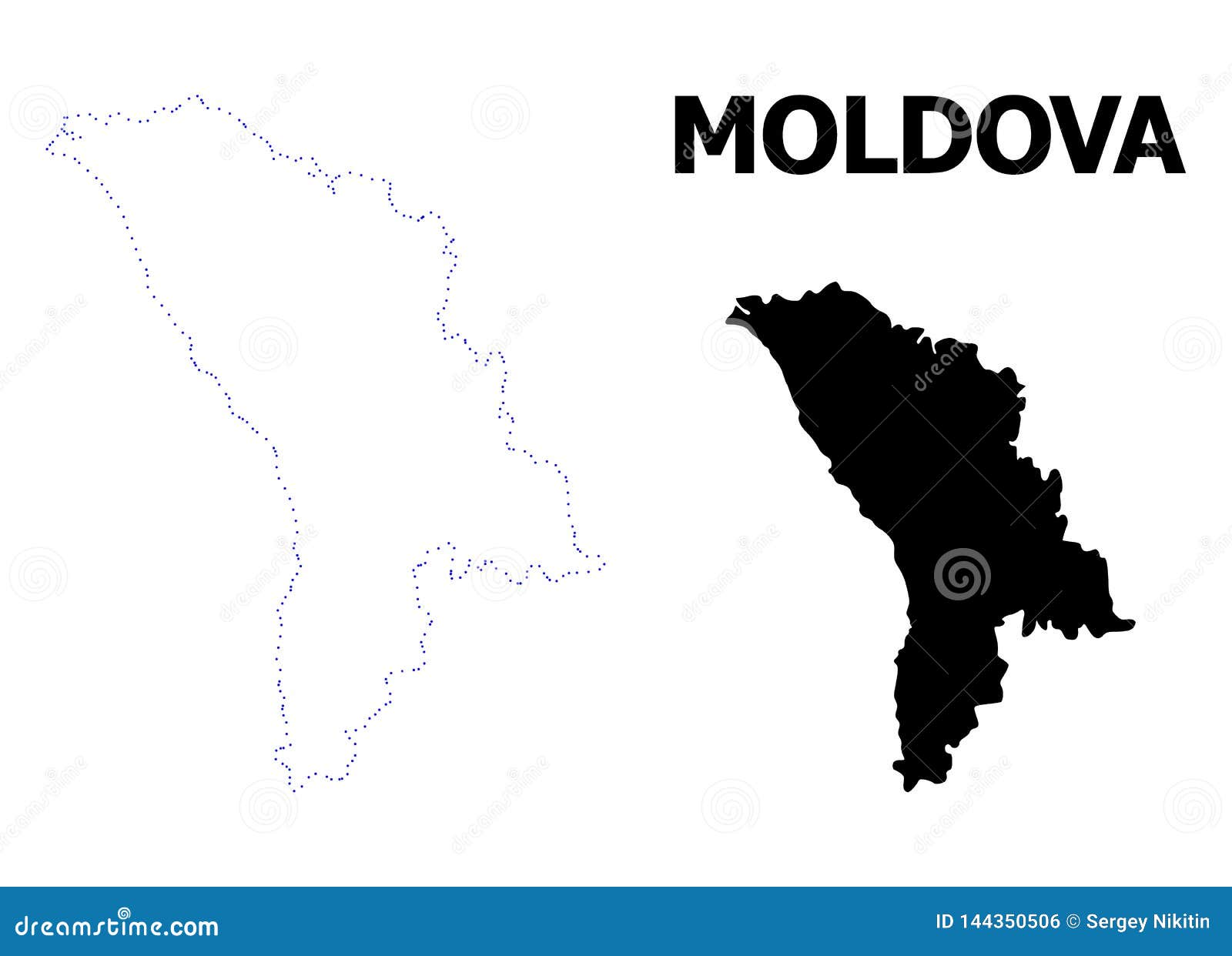 Vector Contour Dotted Map of Moldova with Name Stock Vector ...