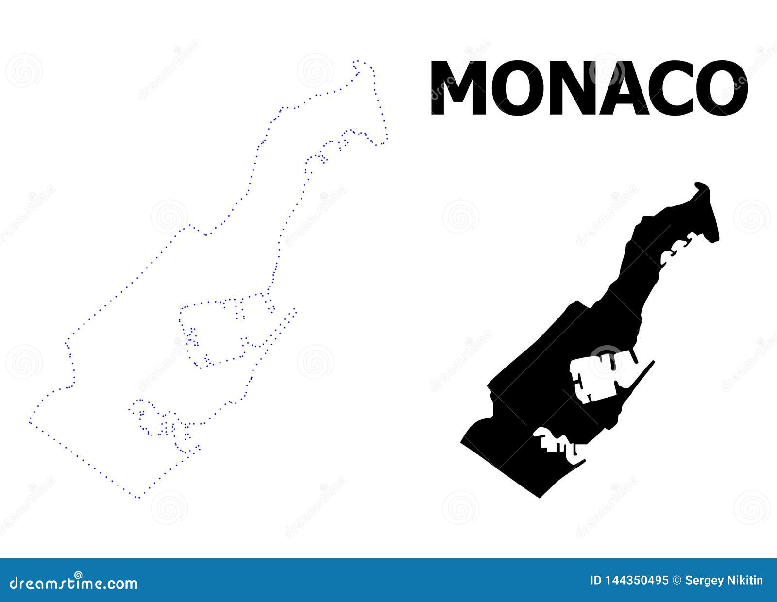 Vector Contour Dotted Map of Monaco with Caption Stock Vector ...