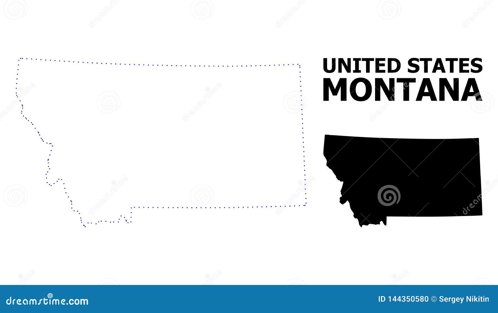 Vector Contour Dotted Map of Montana State with Name Stock Vector ...