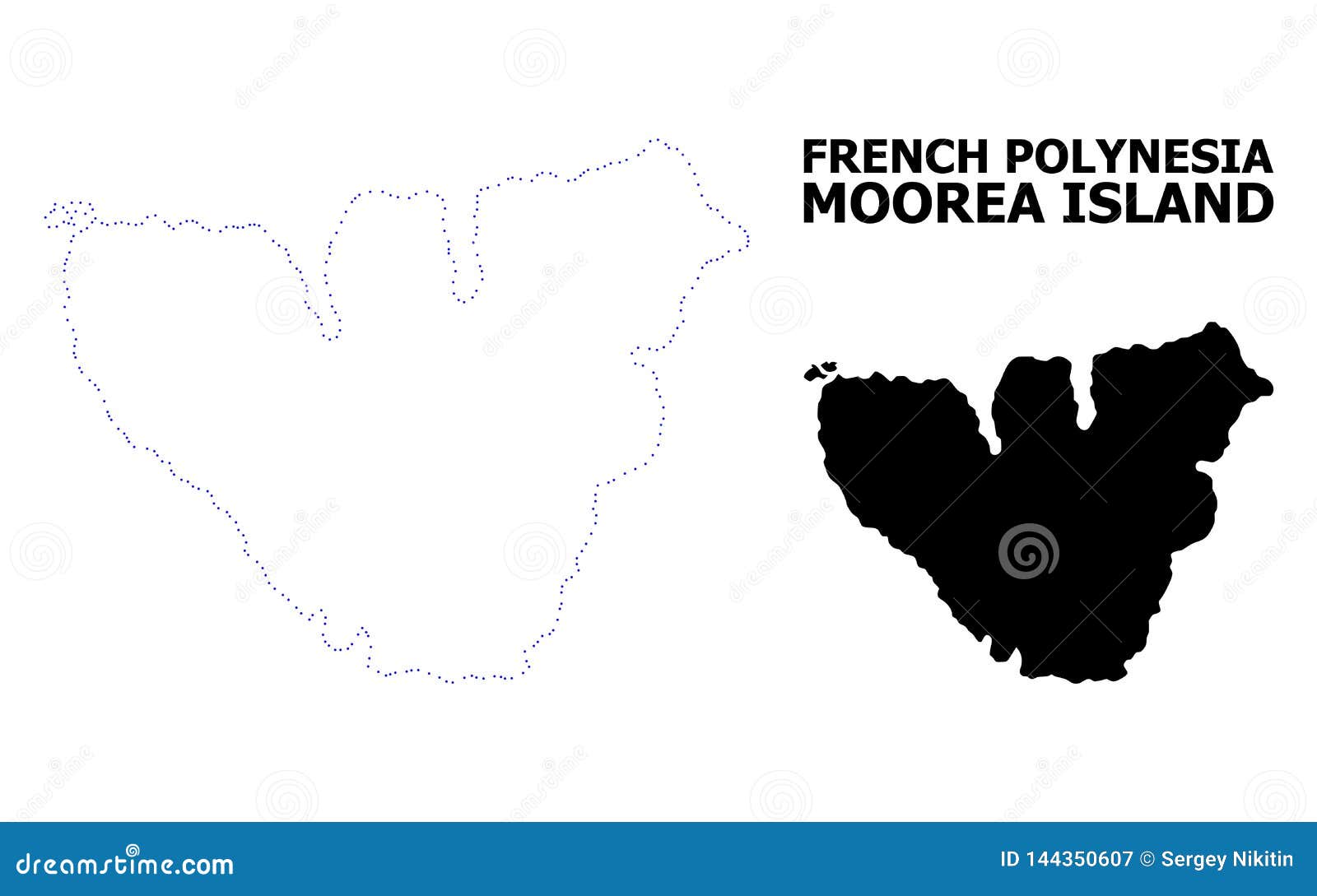 Vector Contour Dotted Map of Moorea Island with Caption Stock Vector ...