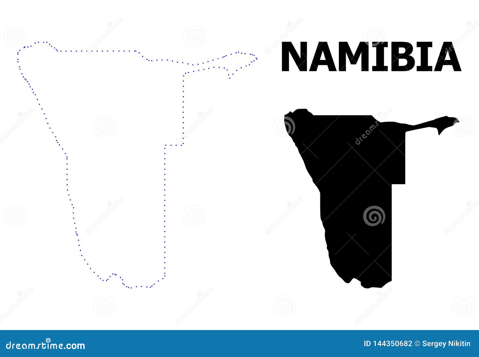 Vector Contour Dotted Map of Namibia with Caption Stock Vector ...