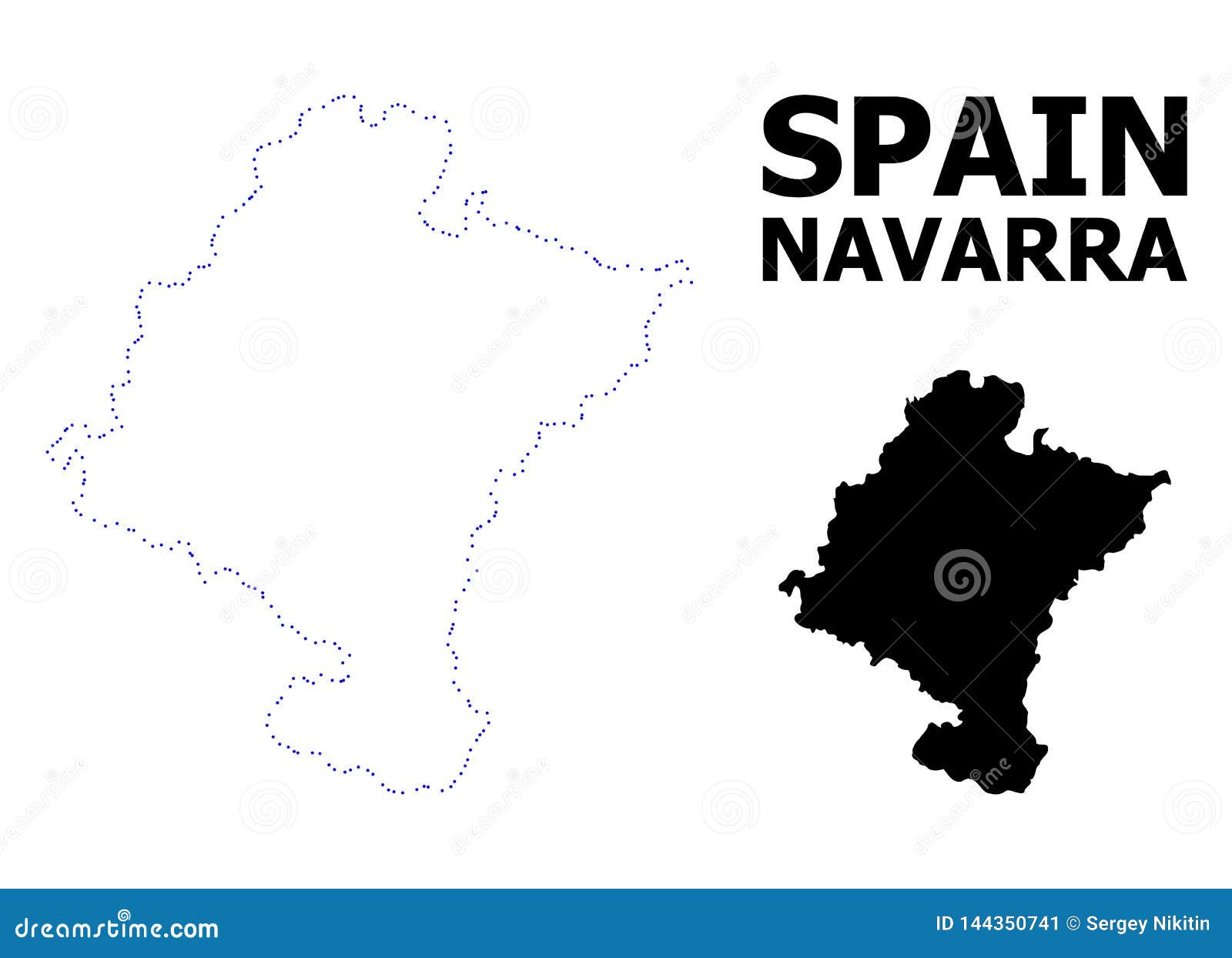 Vector Contour Dotted Map of Navarra Province with Caption Stock Vector ...