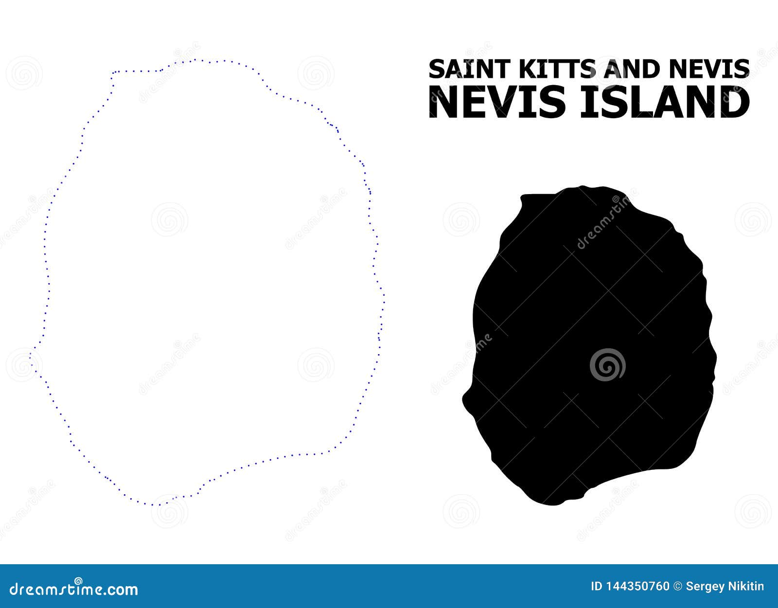 Vector Contour Dotted Map of Nevis Island with Name Stock Vector ...