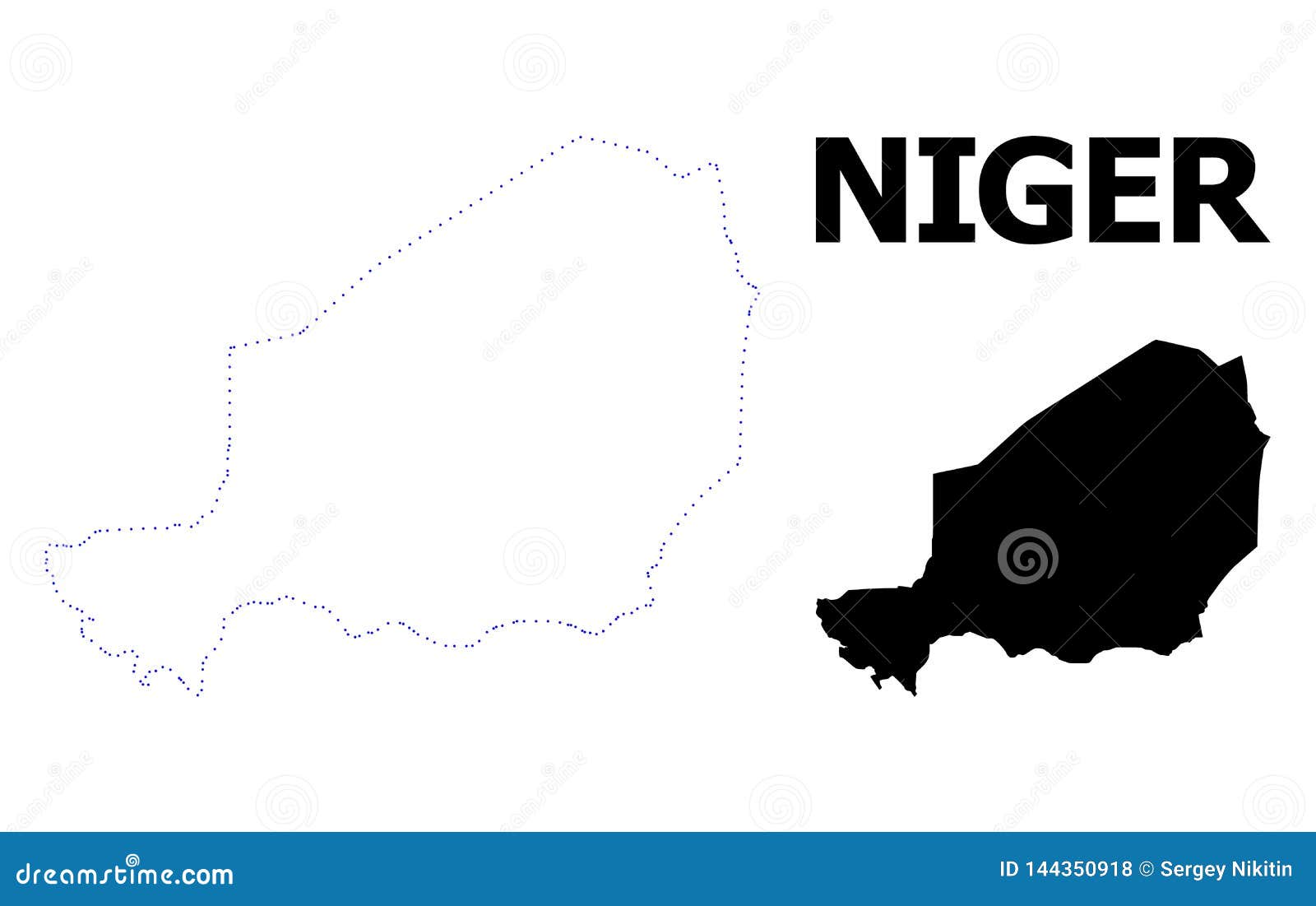 Vector Contour Dotted Map of Niger with Name Stock Vector ...