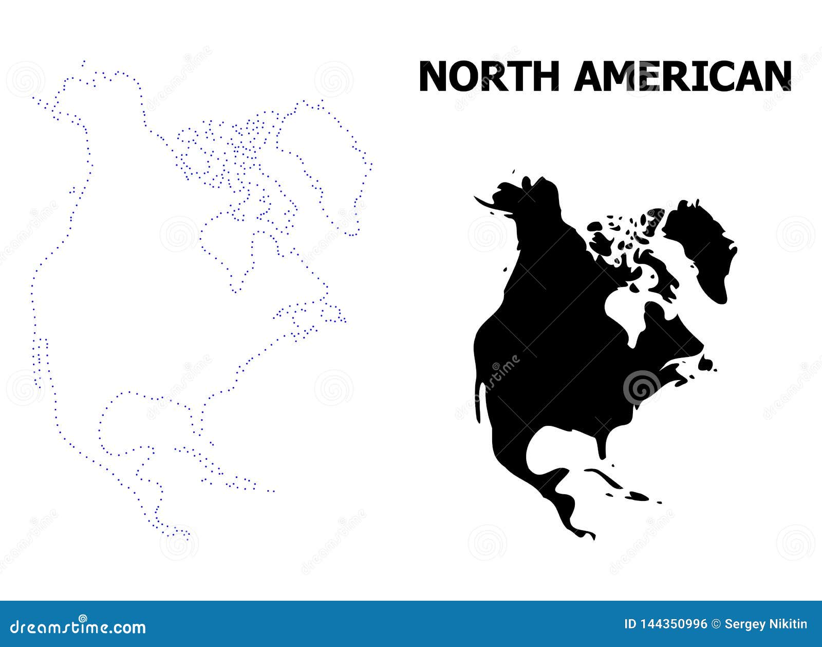 Vector Contour Dotted Map of North America with Name Stock Vector ...