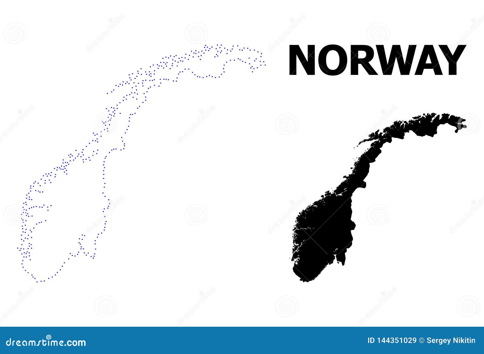 Vector Contour Dotted Map of Norway with Caption Stock Vector ...