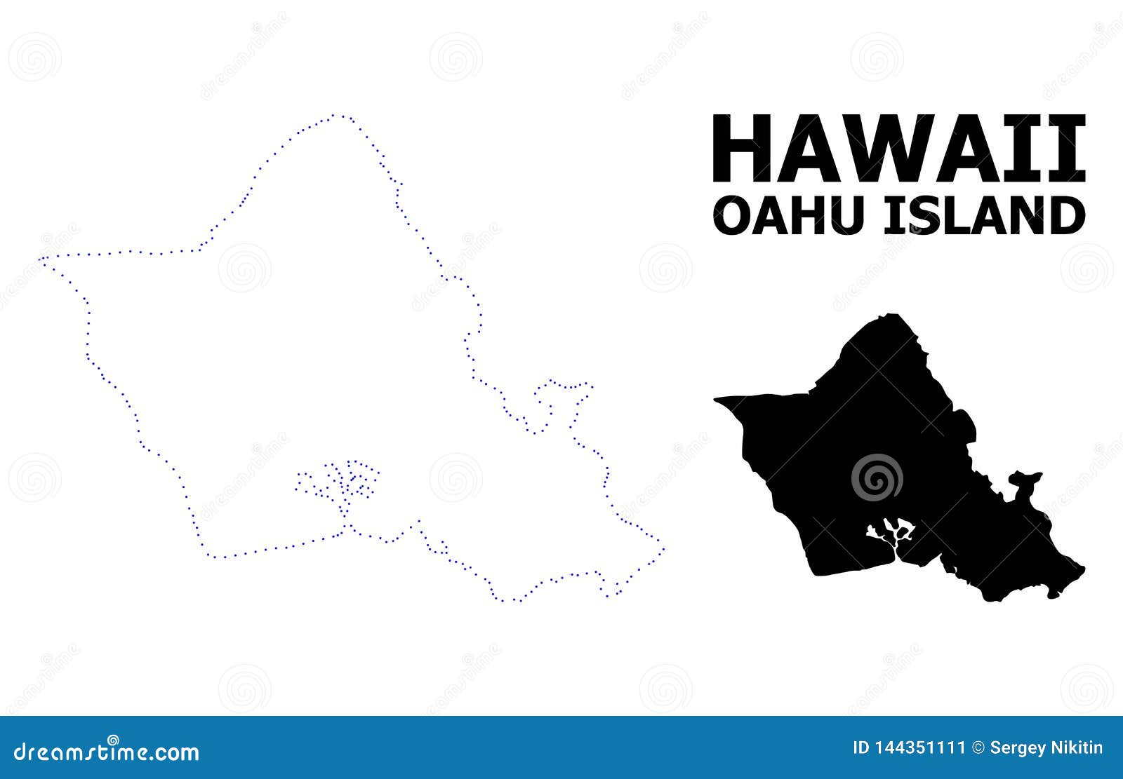 Vector Contour Dotted Map of Oahu Island with Caption Stock Vector ...