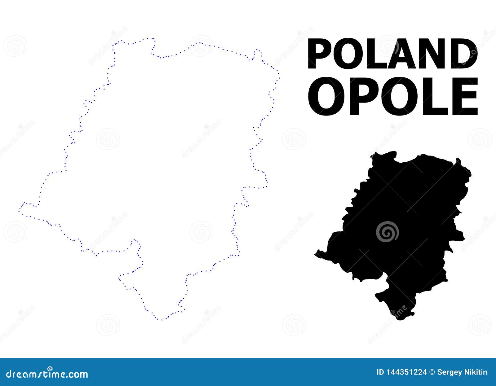Vector Contour Dotted Map of Opole Province with Caption Stock Vector ...