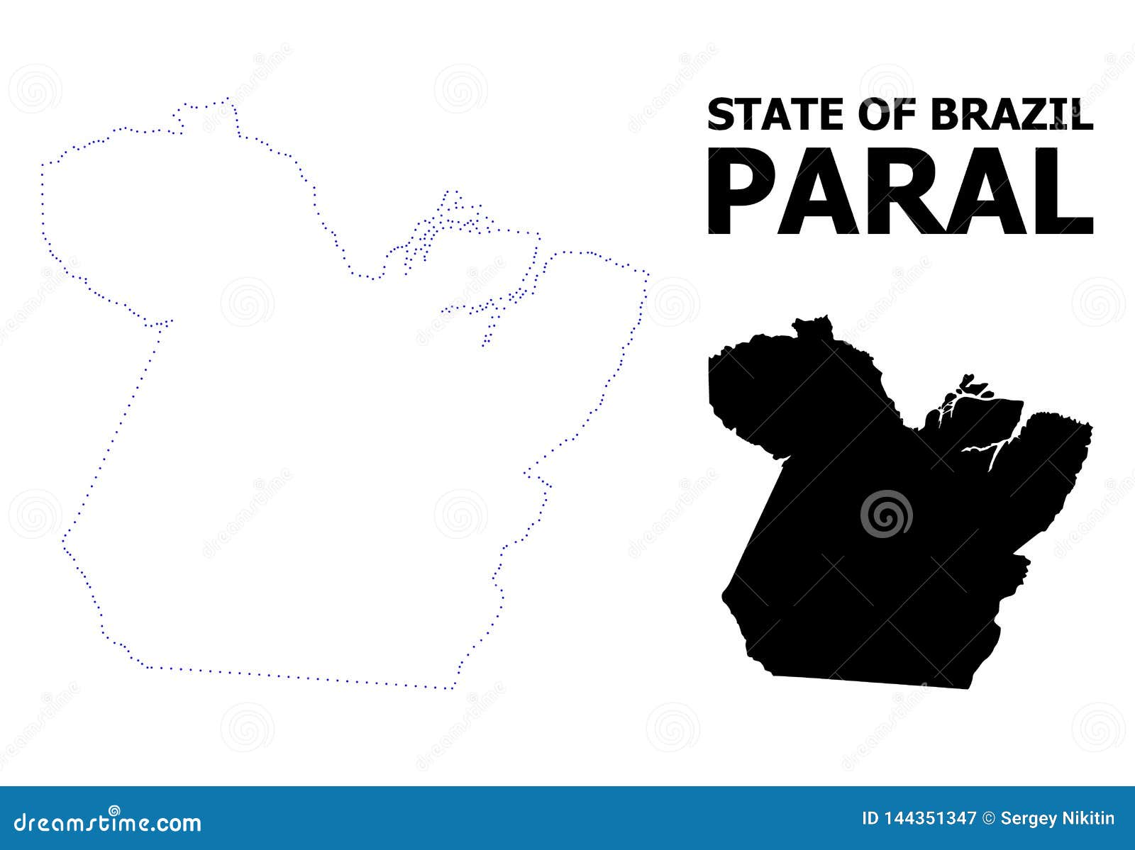 Vector Contour Dotted Map of Paral State with Name Stock Vector ...