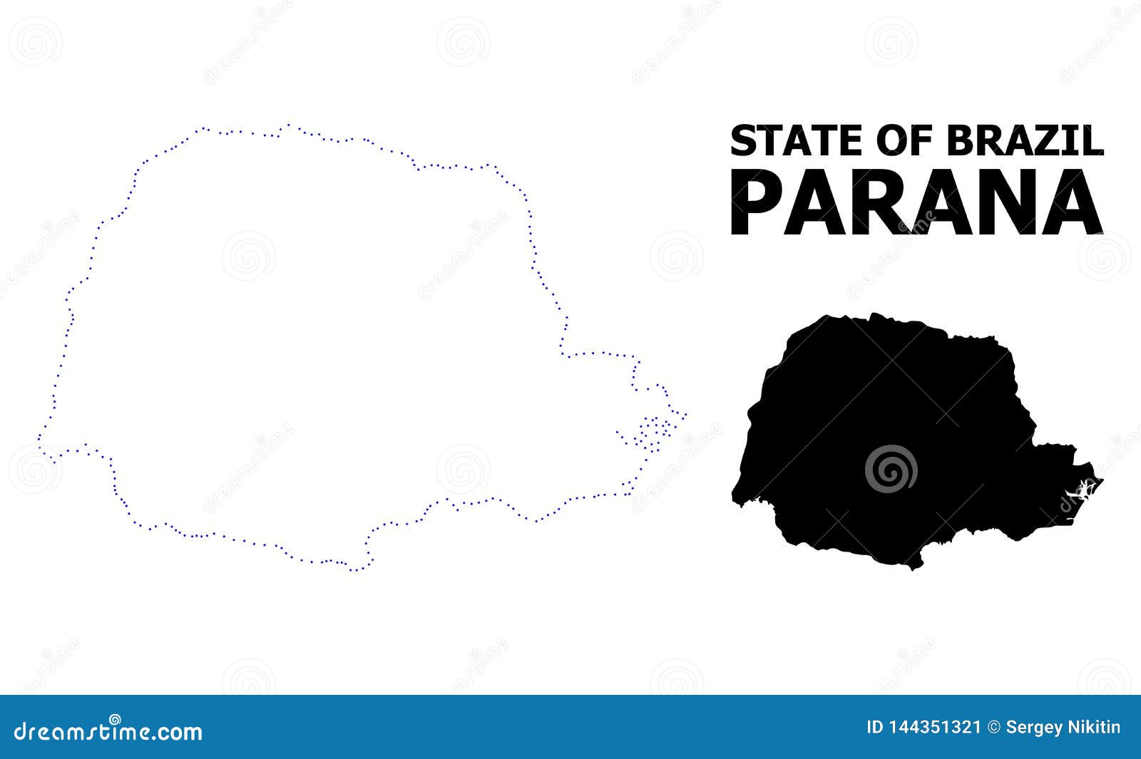 Vector Contour Dotted Map of Parana State with Name Stock Vector ...