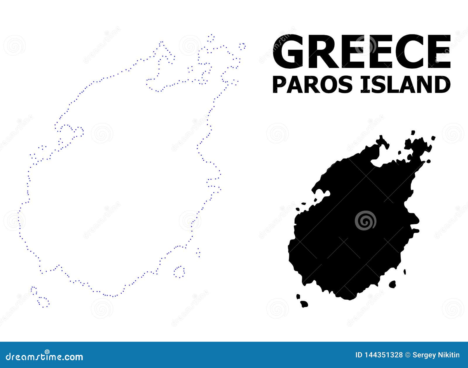 Vector Contour Dotted Map of Paros Island with Name Stock Vector ...